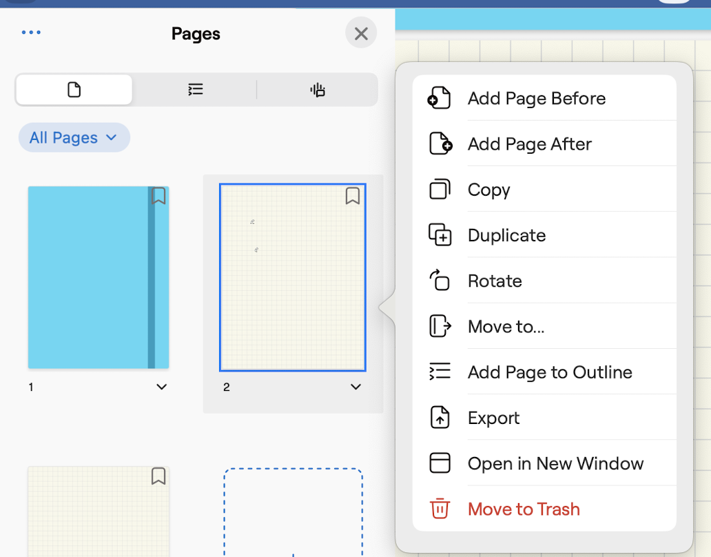Copy or move pages from one document to another – Goodnotes Support