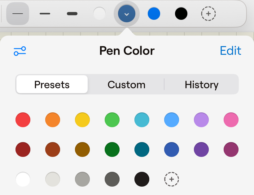 Adding colors to the pen and highlighter presets – Goodnotes Support