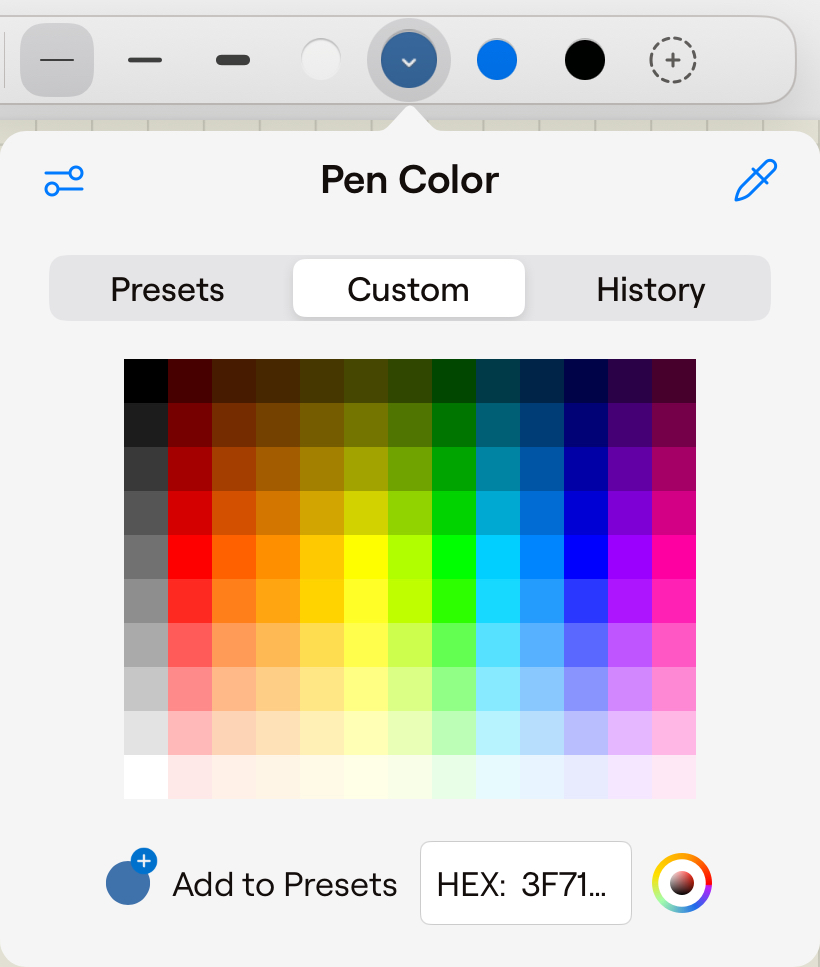 Hinzufügen von Farben zu den Stift- und Textmarker-Voreinstellungen ...