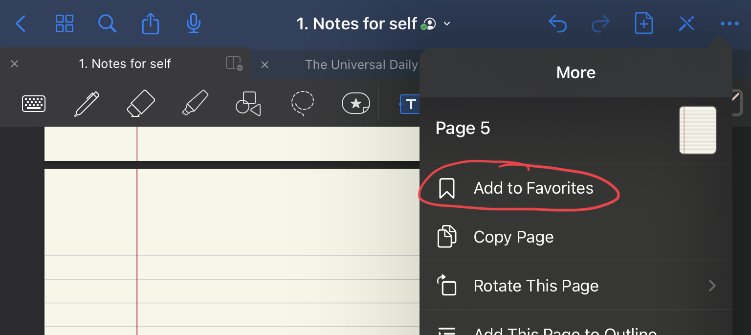  GoodNotes 5 Use Favorites And Bookmarks Goodnotes Support