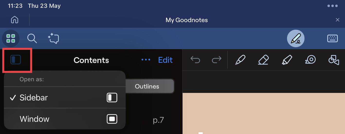 Using the Sidebar to navigate your Notebook – Goodnotes Support
